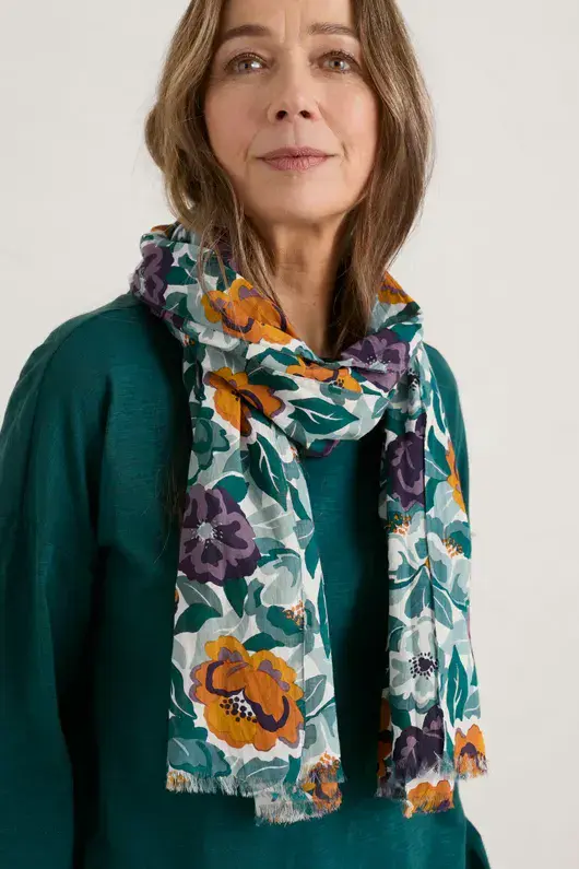 New Everyday Scarf Collage Floral Chalk