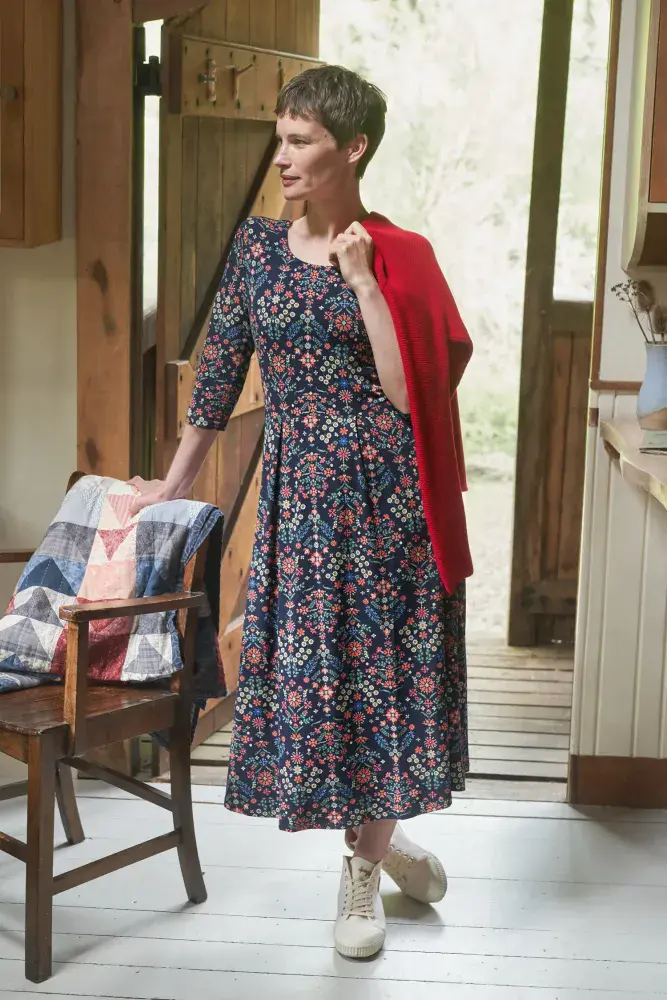 Veronica Midi Dress Shakers Floral Maritime