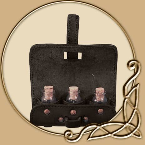 LARP Leather Potion Holder - with three Bottles