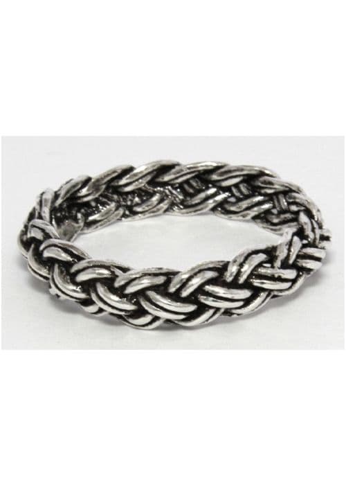Viking silver ring with braid pattern