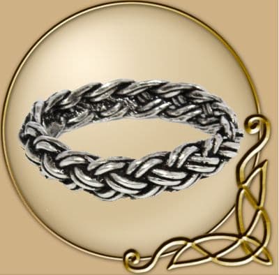Viking silver ring with braid pattern