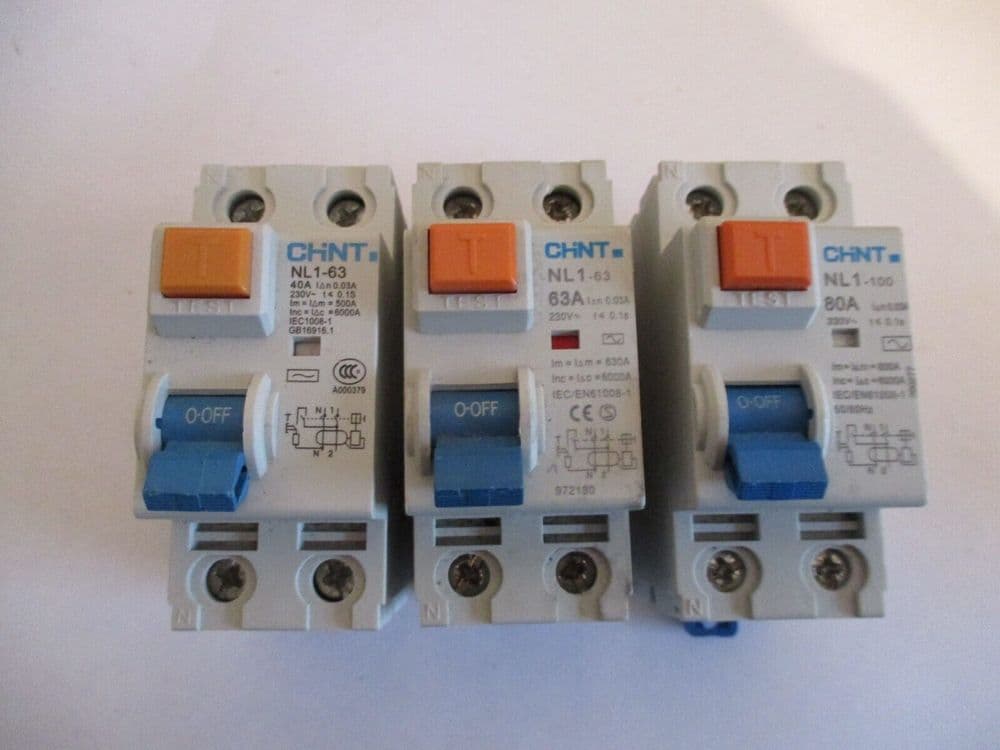 CHINT NL1 40 63 80 AMP 30mA DOUBLE POLE RCD CIRCUIT BREAKERS