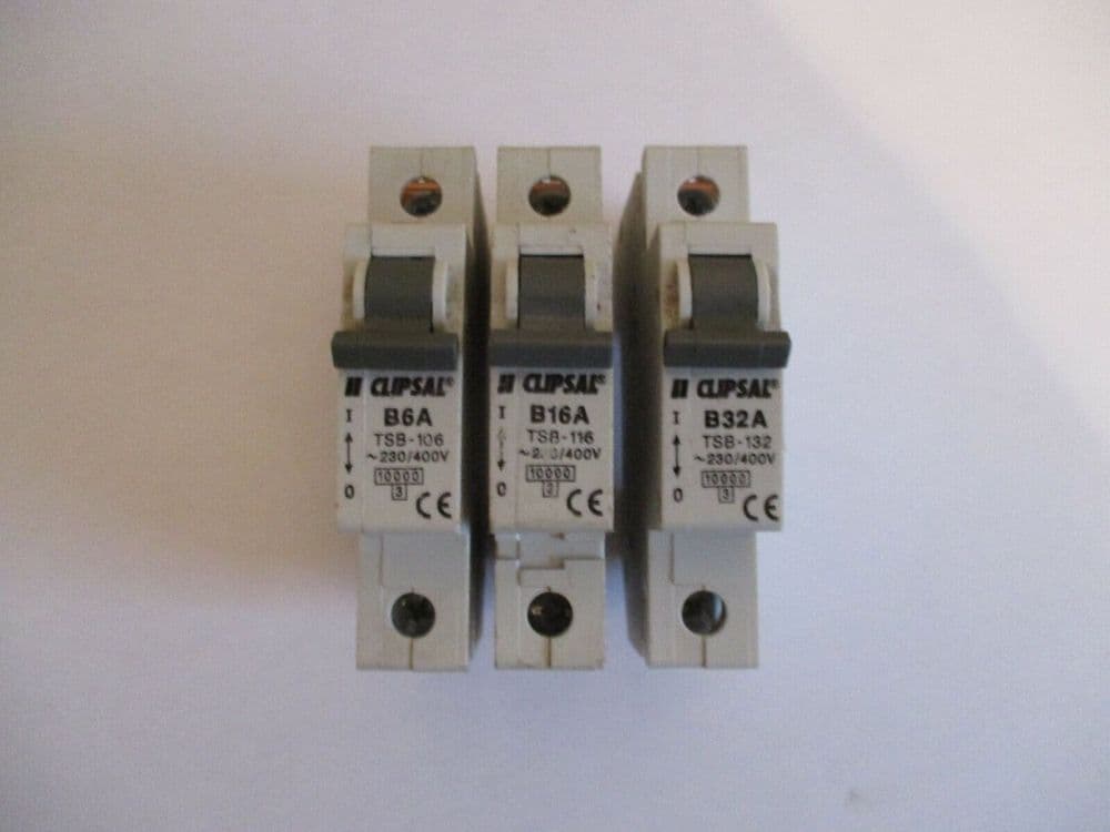 CLIPSAL TSB RANGE B6 B16 B32 B40 10KA SINGLE POLE MCB CIRCUIT BREAKERS