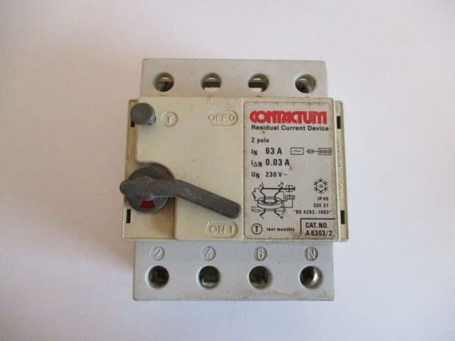 CONTACTUM 63 AMP 30mA A6303/2 2 POLE RCD CIRCUIT BREAKER