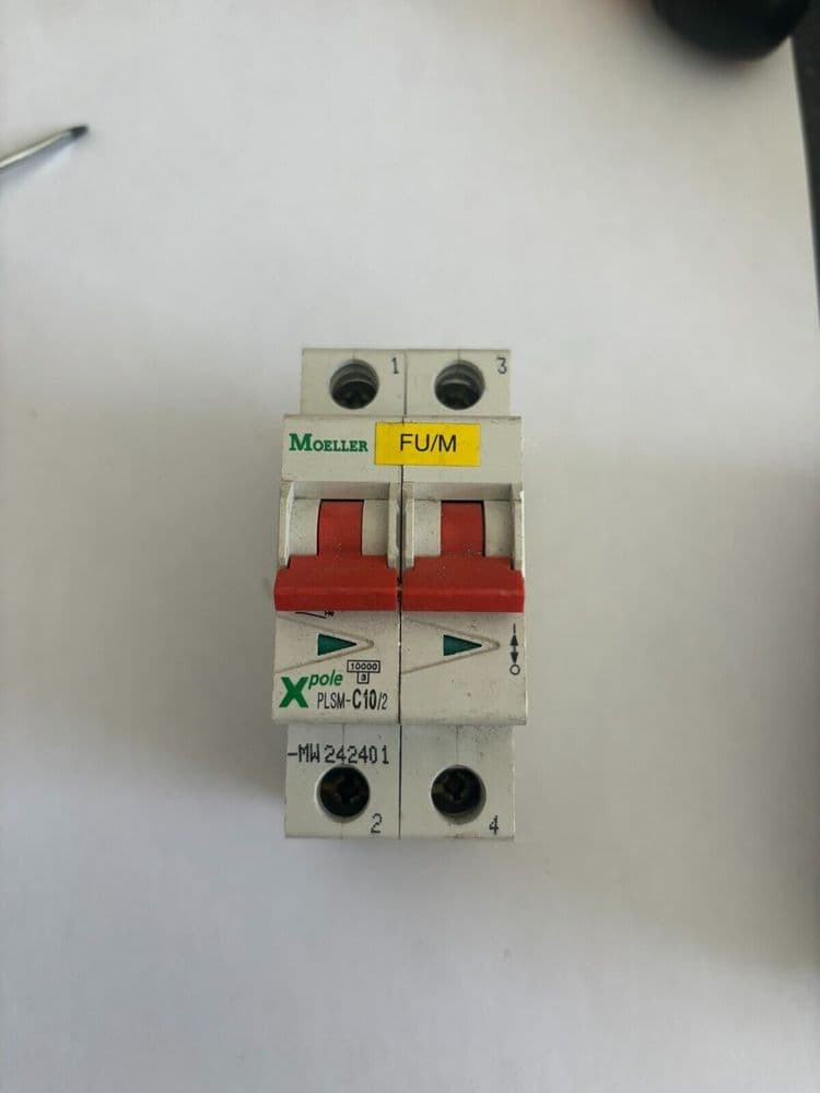EATON MEM MOELLER PLSM-C10/2 10AMP DOUBLE POLE MCB PLSMC10/2MW