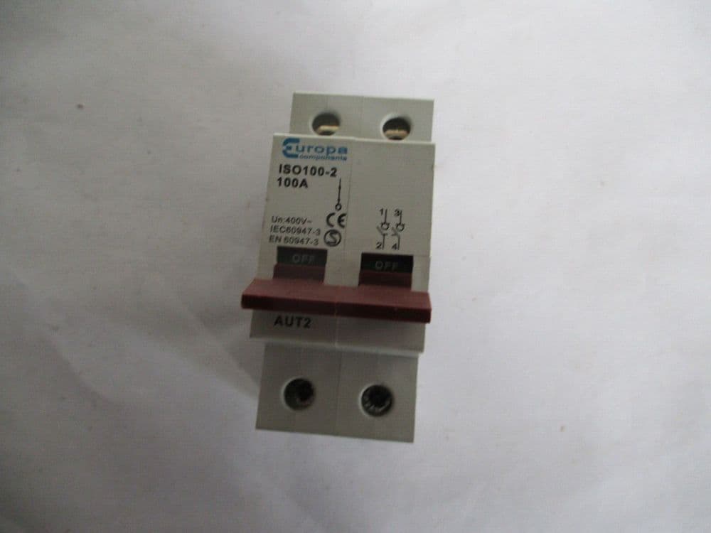 EUROPA 100 AMP ISO100-2 DOUBLE POLE MAIN SWITCH ISOLATOR