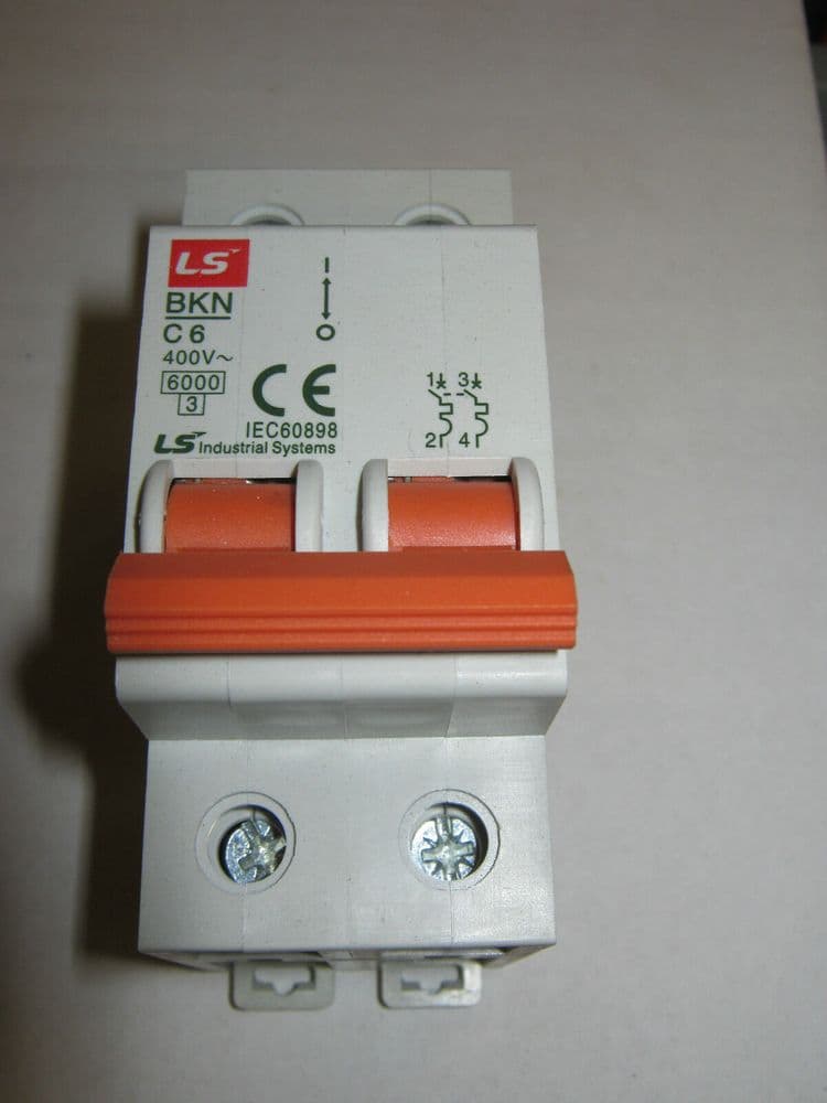 LS INDUSTRIAL SYSTEMS BKN C6 6 AMP 6KA DOUBLE POLE MCB CIRCUIT BREAKER