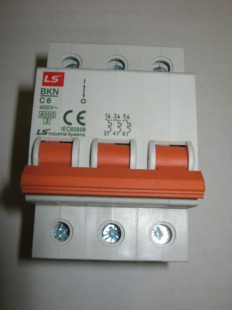 LS INDUSTRIAL SYSTEMS BKN C6 6 AMP 6KA TRIPLE POLE CIRCUIT BREAKER