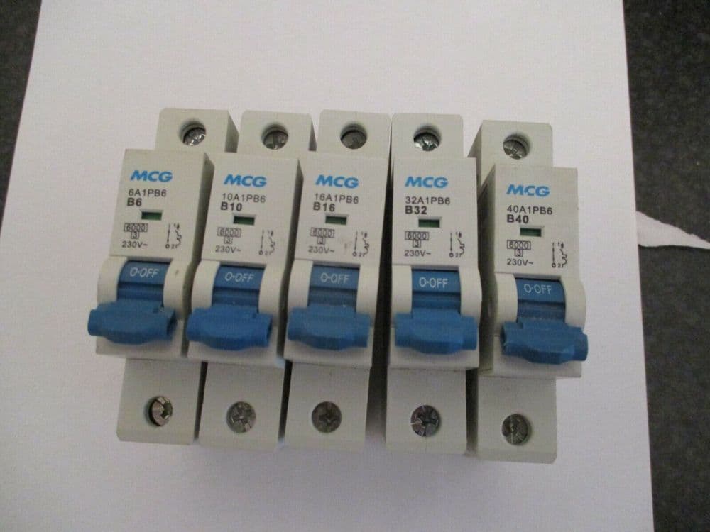 MCG PB6 RANGE B6 B10 B16 B20 B32 B40 B50 6KA SINGLE POLE MCB CIRCUIT ...
