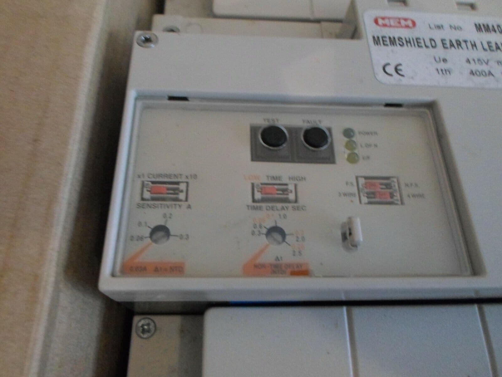 MEM MEMSHIELD MM4001CC EARTH LEAKAGE MODULE CABLE CLAMPS BOTTOM/ TOP