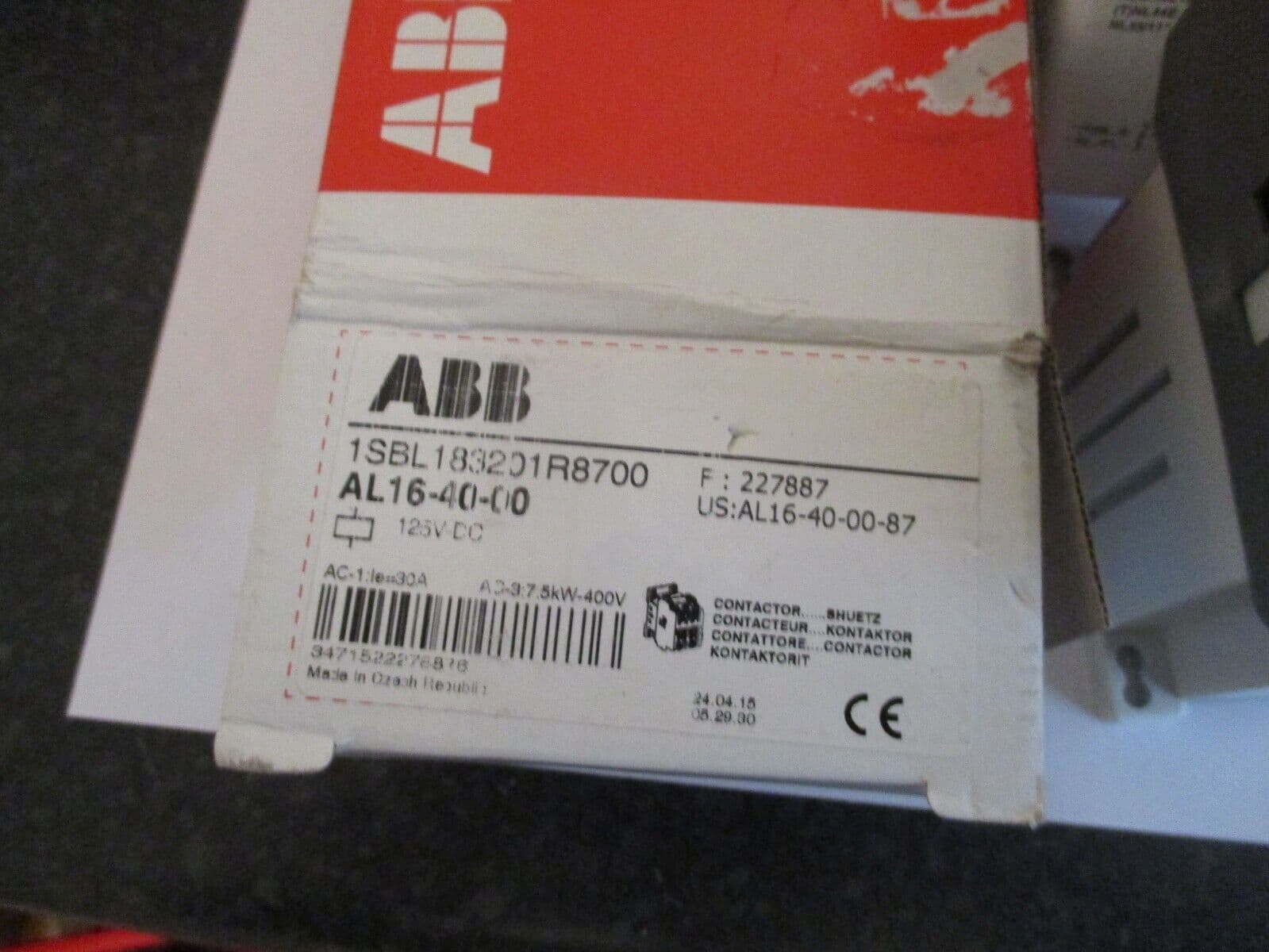 NEW ABB AL16-40-00 125V DC 30A CONTACTOR 1SSBL183201R8700