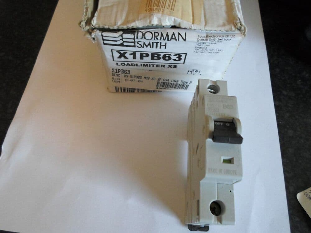 NEW DORMAN SMITH B63 63 AMP 10KA X1PB63 SINGLE POLE MCB CIRCUIT BREAKER