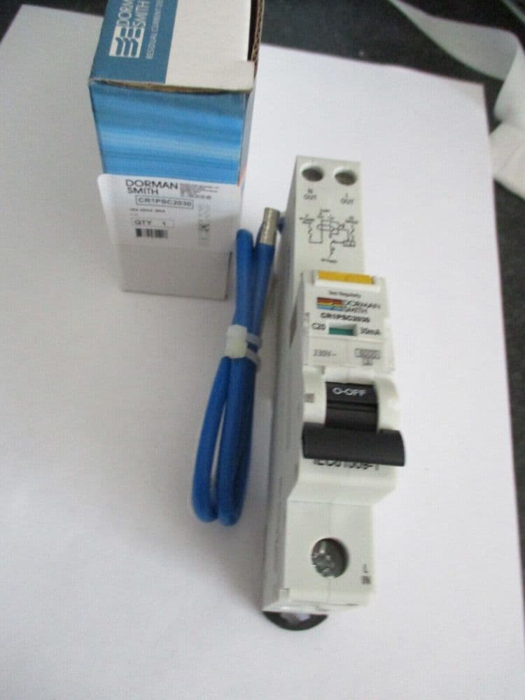 NEW DORMAN SMITH C20 20 AMP 6KA CR1PSC2030 SINGLE POLE RCBO CIRCUIT BREAKER