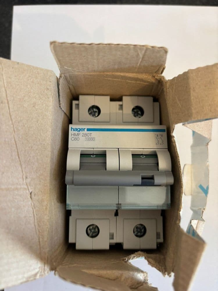 NEW HAGER C80 80 AMP 10KA HMF 280T 323112 DOUBLE CIRCUIT BREAKER