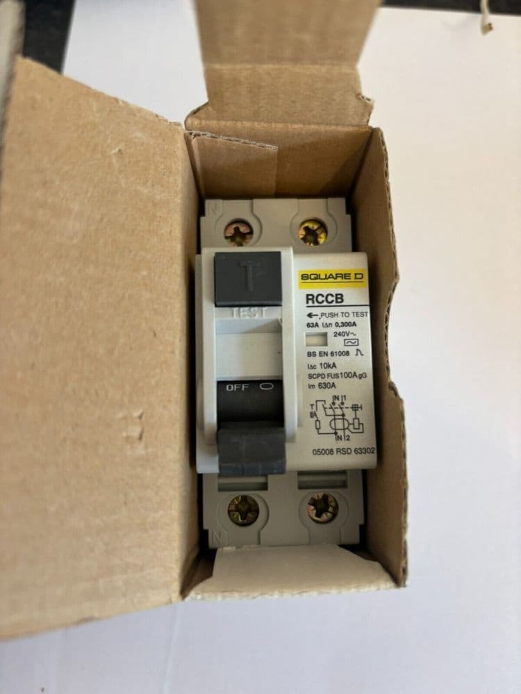 NEW SQUARE D RSD 63302 63 AMP 300 mA DOUBLE POLE RCD CIRCUIT BREAKER