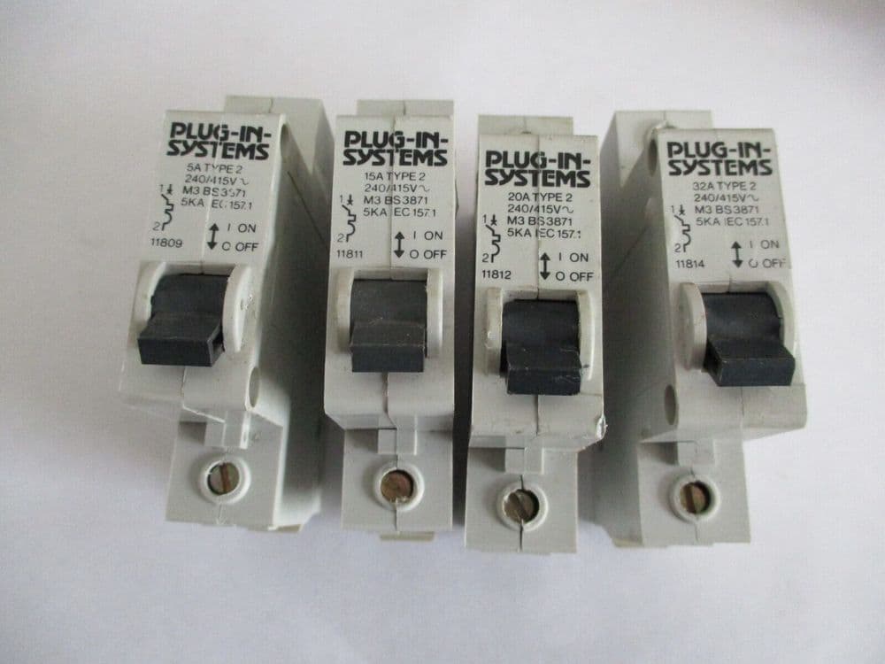 PLUG-IN-SYSTEMS B6 B16 B32 B40 TYPE 2 M3 SINGLE POLE MCB CIRCUIT BREAKERS