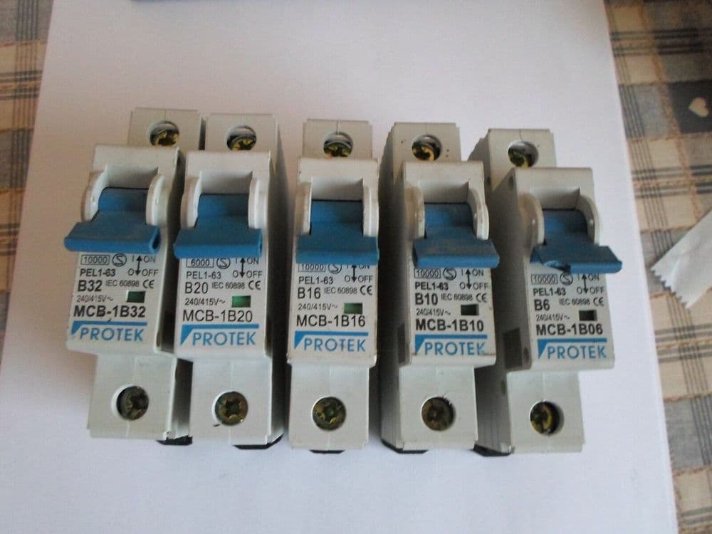 PROTEK PEL1-63 B6 B10 B16 B20 B32 B40 10KA SINGLE POLE MCB CIRCUIT BREAKERS