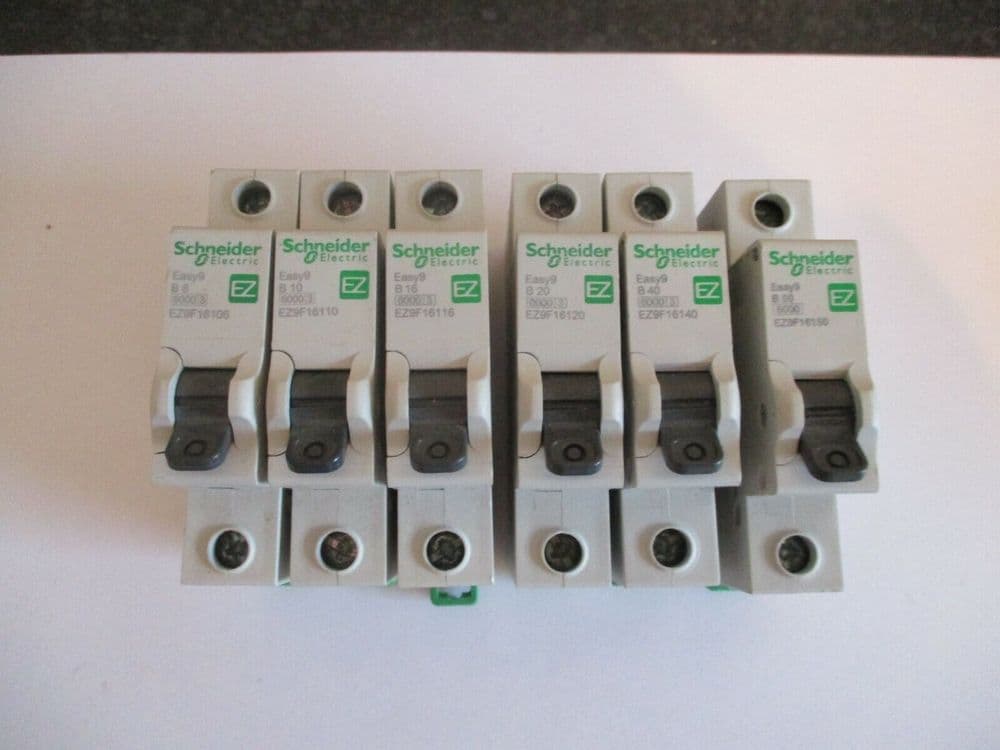 SCHNEIDER EASY9 B6 /B10/B16/B20/B32/B40/ AMP SINGLE POLE MCB S USED