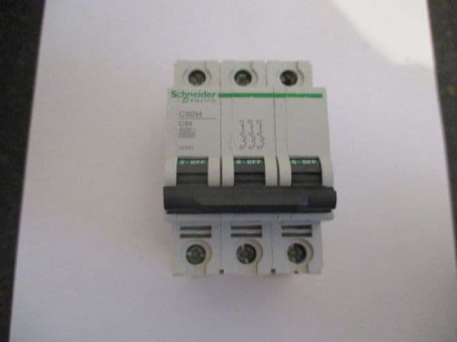 SCHNEIDER ELECTRIC C60H C63 63 AMP 24940 10KA TRIPLE POLE MCB