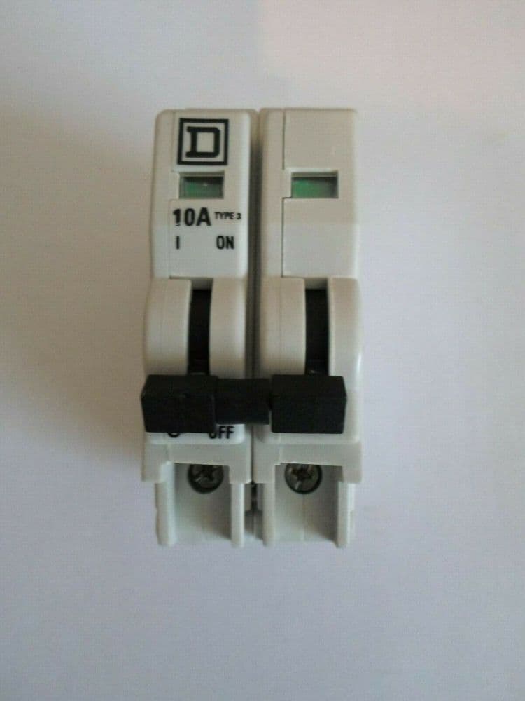 SQUARE D QOE 10 AMP TYPE 3 M9 DOUBLE POLE MCB CIRCUIT BREAKER