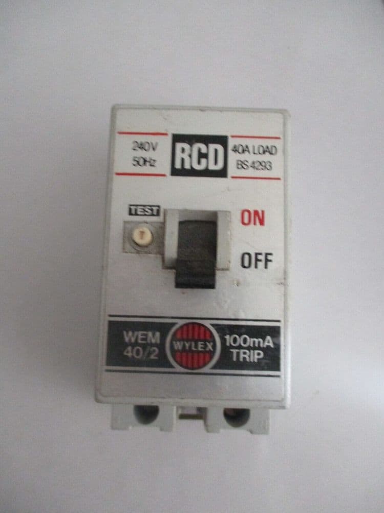 WYLEX 40 AMP 100mA WEM40/2 RCD CIRCUIT BREAKER