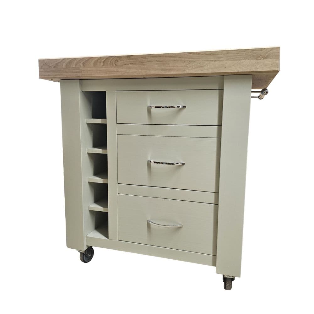 Corsair Butcher’s Block with Wine Rack and Drawers- Oak Top Kitchen Island