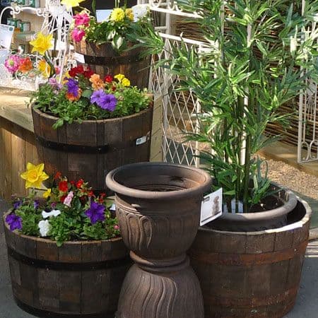 Oak Barrel Flat Back Planter