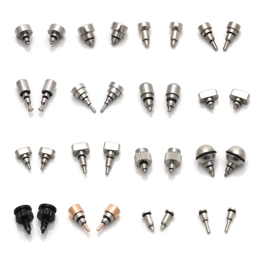 New Watch Parts CHRONOGRAPH & QUARTZ PUSHER Push Buttons Silver Rose ...