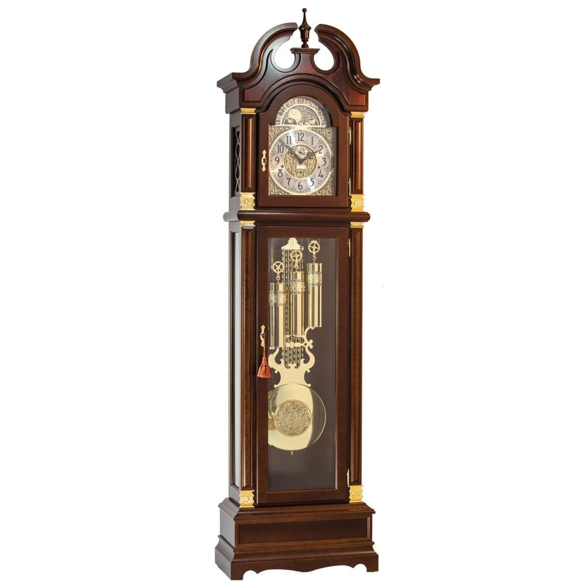 Billib Guildhall Grandfather Traditional Style Floor Clock in Walnut Finish