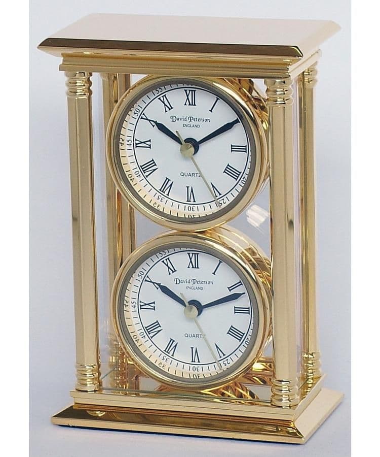 David Peterson SKC02 2 Timezone Mantle Clock With Quartz Movement