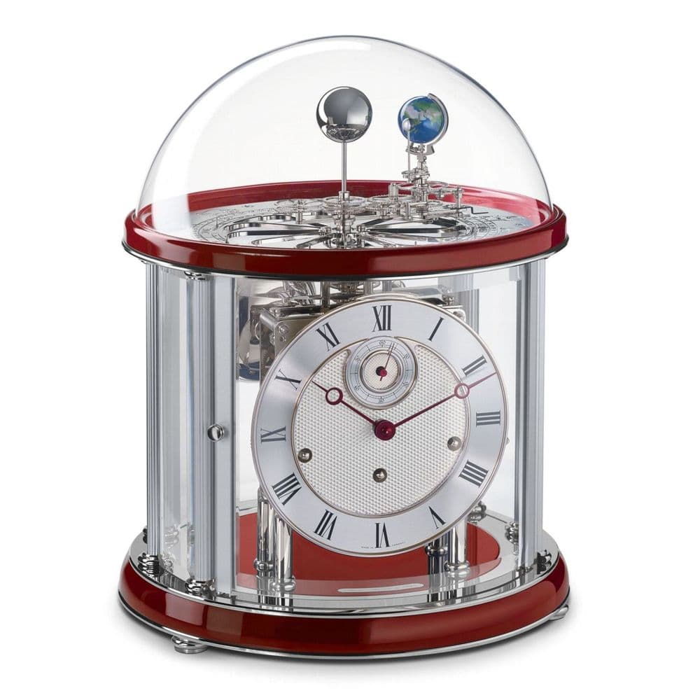 Hermle 22823-V20352 Tellurium II Table Clock - Red and Chrome