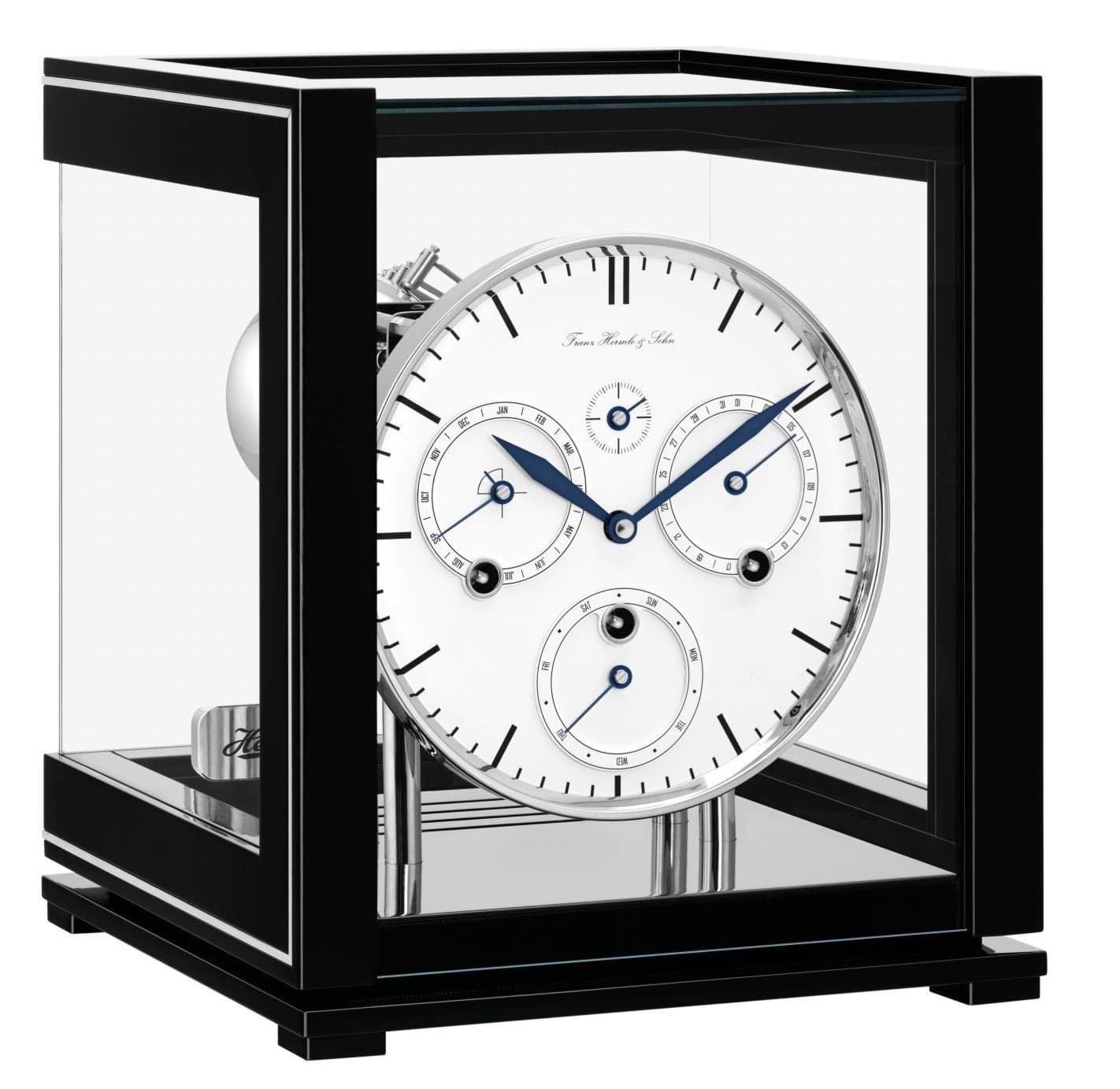 Hermle 23059-030352 Perpetual Calendar Table Clock - Black White Dial