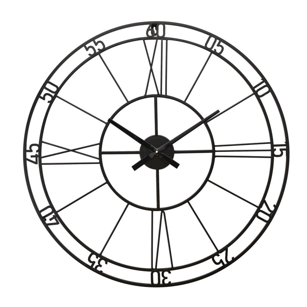 Hometime Black Metal Cut Out Wall Clock 60CM W9782