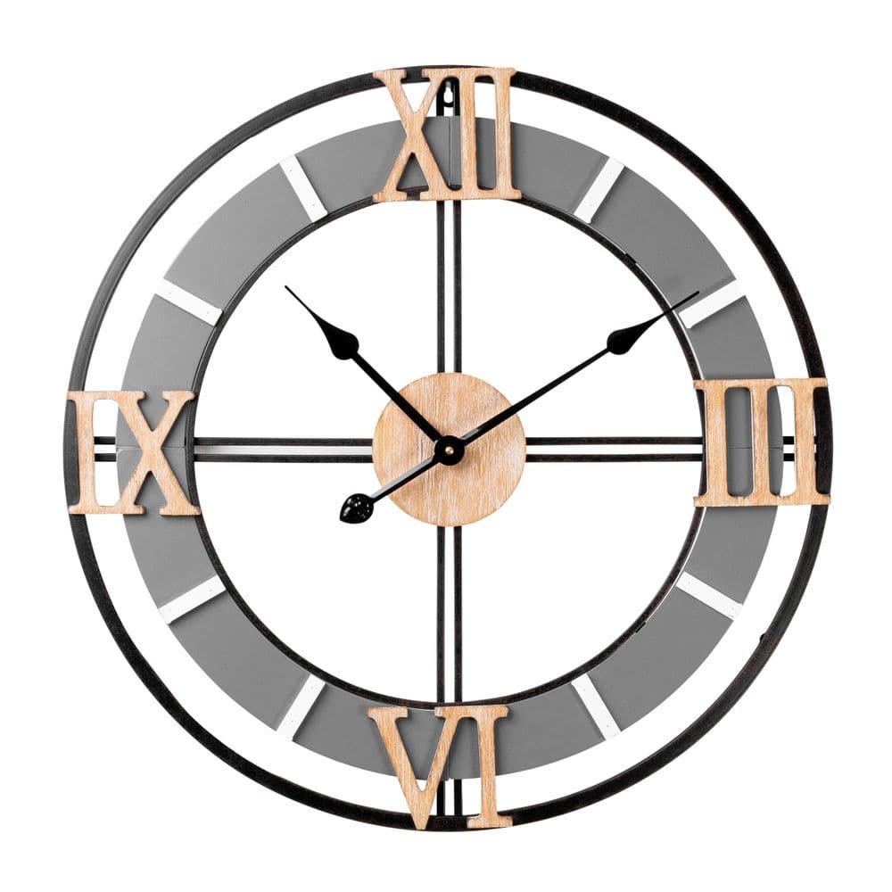 Hometime Metal and Wood Cut Out Wall Clock 60CM W7991