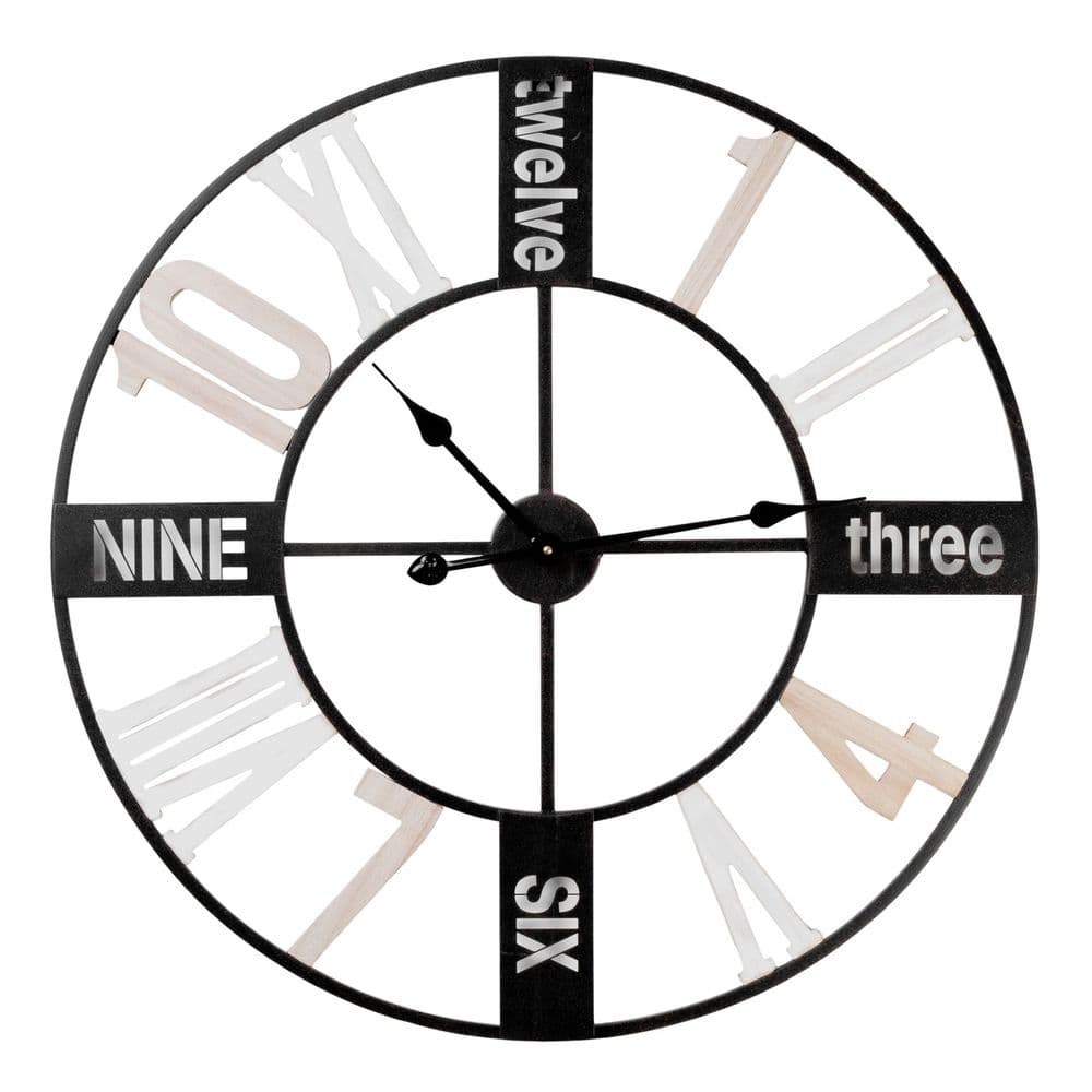 Hometime Metal and Wood Cut Out Wall Clock 70CM W7988
