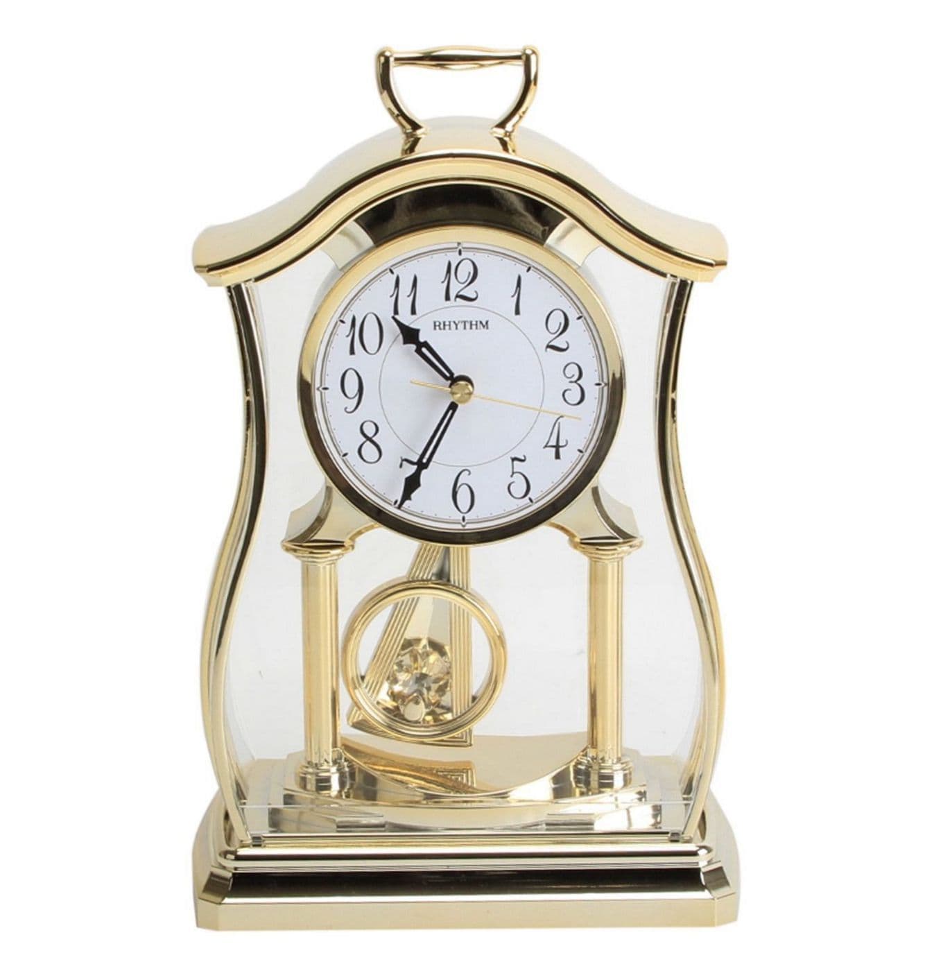Rhythm Decorative Gold Mantel Clock with Swinging Pendulum CRP611WR18