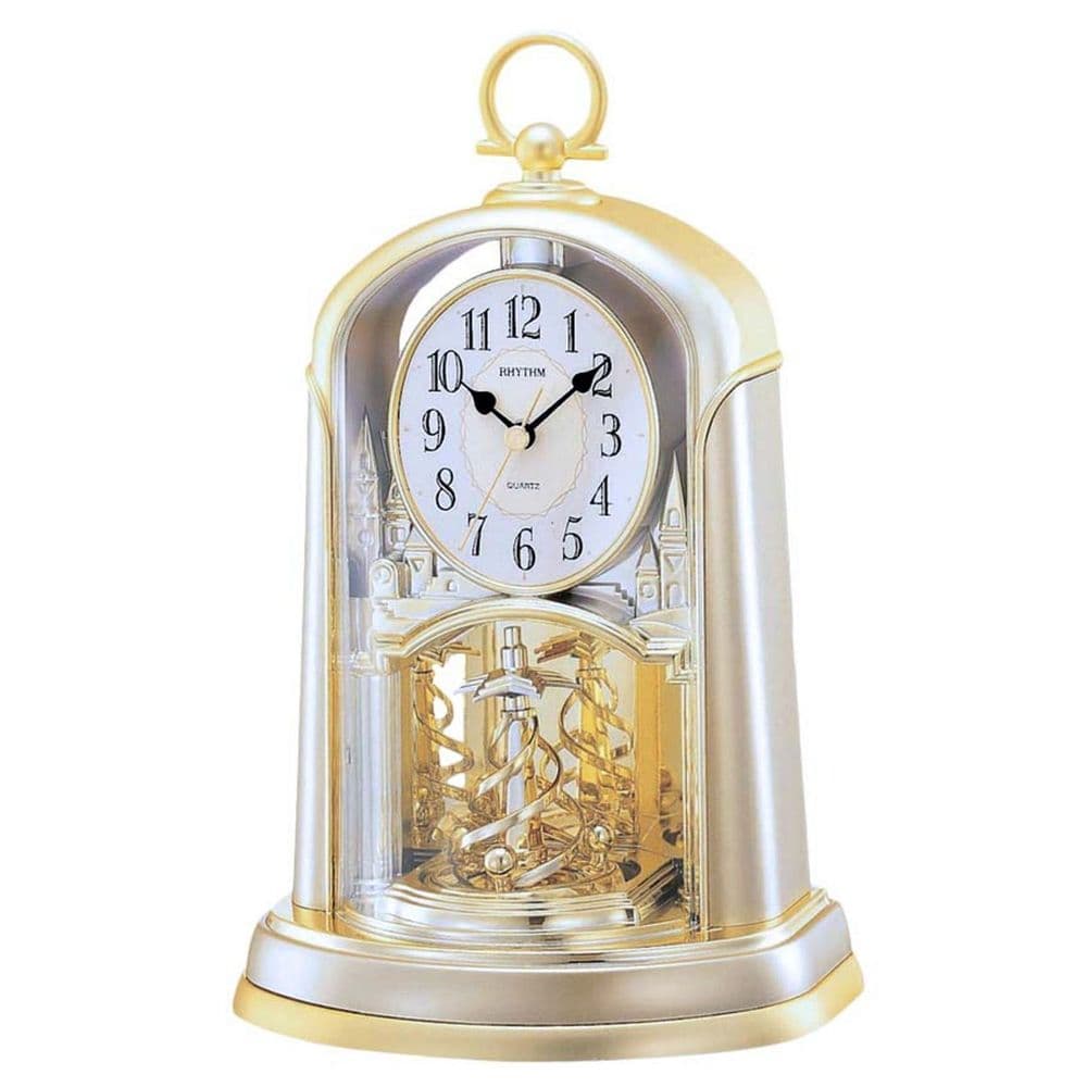 Rhythm Gold and Silver Mantel Clock with Rotating Twist Pendulum 4SG713WR18