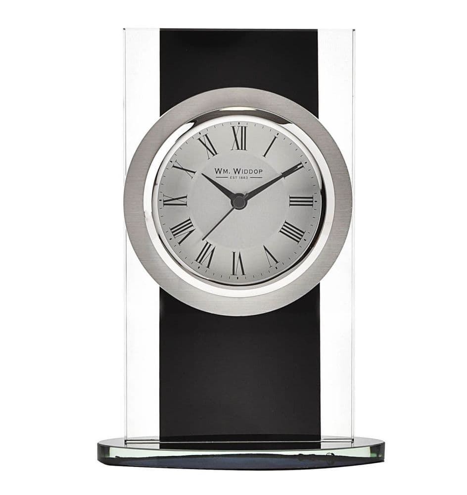 Widdop Black and Clear Glass Quartz Table Clock W2703