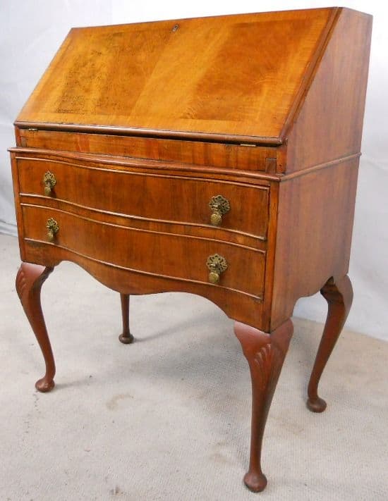 Antique Queen Anne Style Walnut Writing Bureau Desk - SOLD