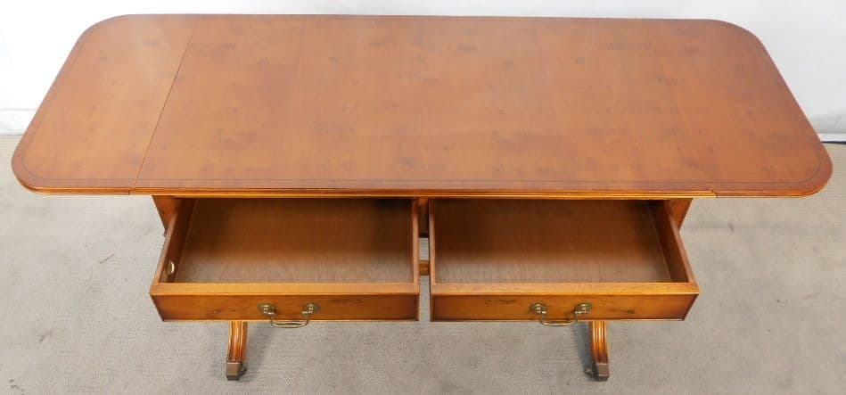 Antique Regency Style Yew Wood Sofa Table by Reprodux - SOLD