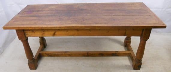 Antique Style Heavy Pine Refectory Dining Table