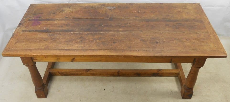 Antique Style Heavy Pine Refectory Dining Table