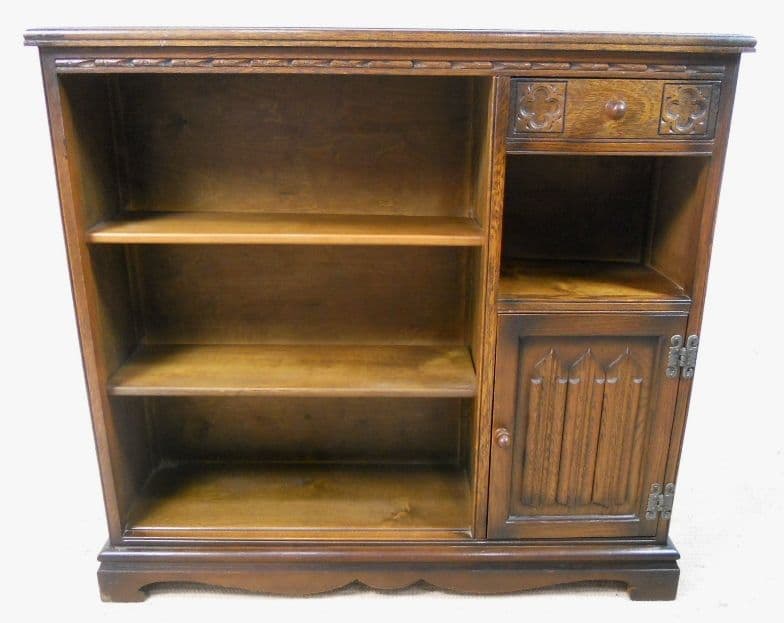 Antique Style Oak Bookcase Cabinet by Old Charm - SOLD