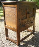Carved Oak Small Cupboard by Reprodux