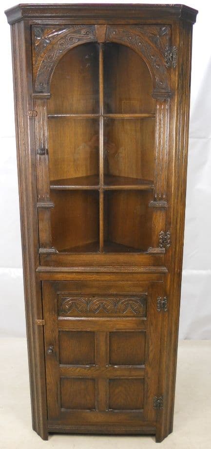 Corner Cupboard Standing Jacobean Style Oak Full Height Corner Cupboard ...