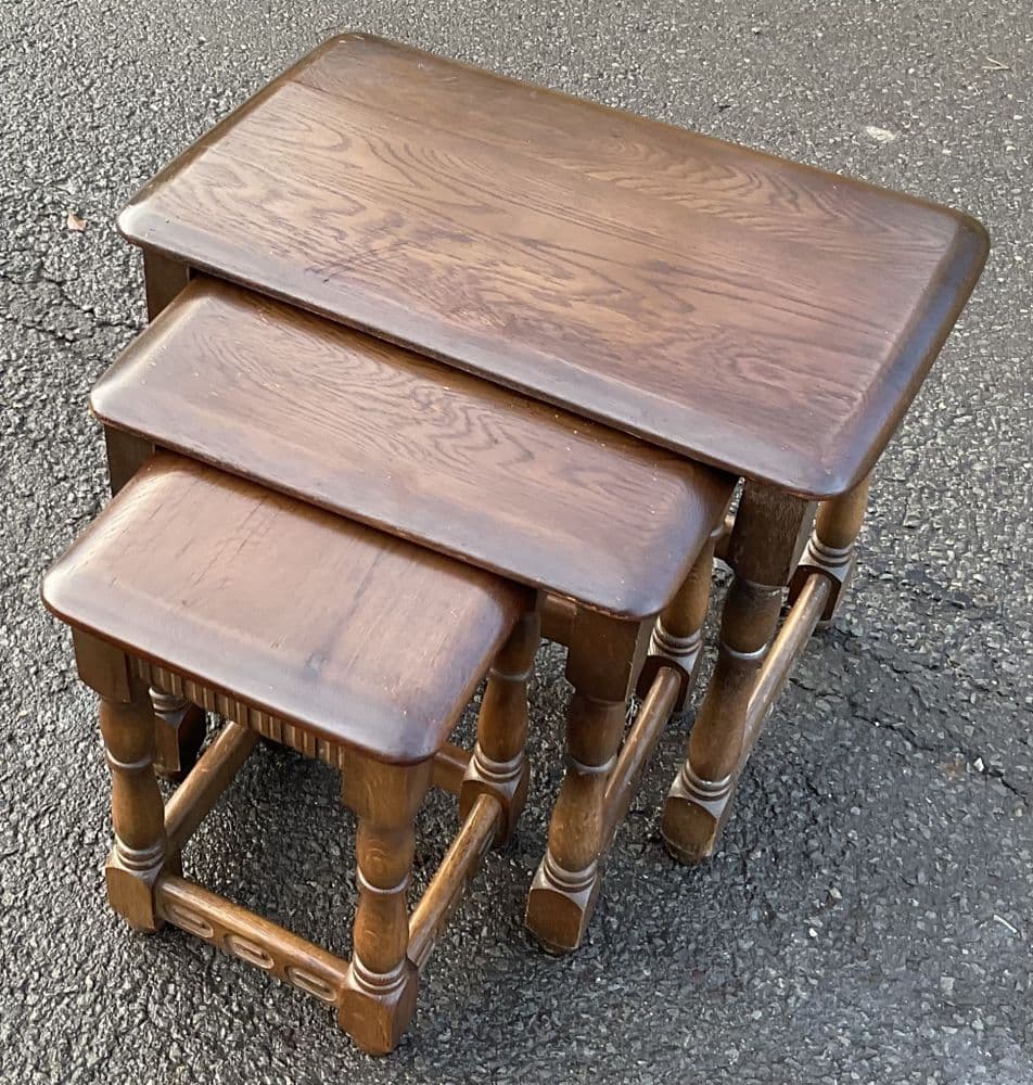 Dark Oak Nest of Three Coffee Tables