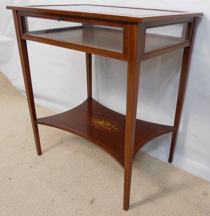 Edwardian Style Inlaid Mahogany Display Table Cabinet - SOLD