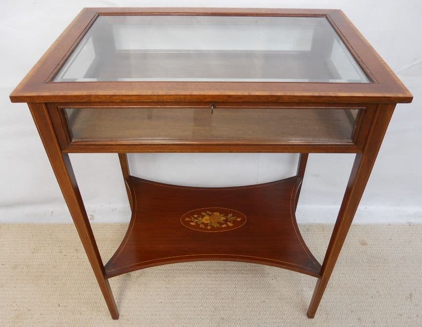 Edwardian Style Inlaid Mahogany Display Table Cabinet - SOLD
