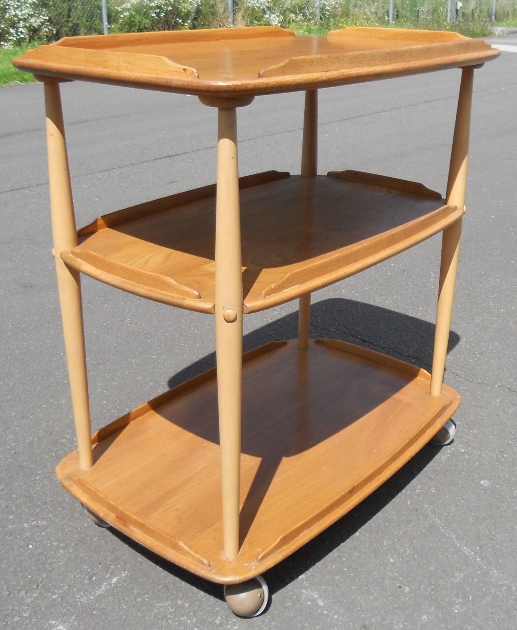 Ercol Three Tier Light Elm Tea Trolley