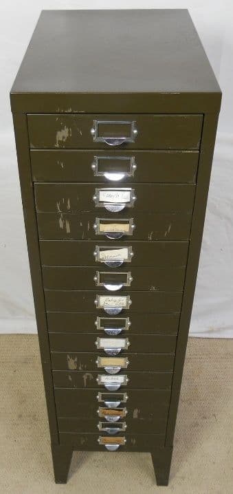 Industrial Metal Tall Multi-drawer Narrow Chest